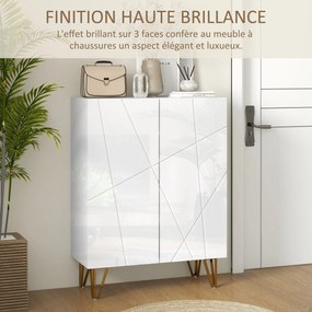 HOMCOM Botník, Úložný kabinet na boty, 2 Dveře s Damped Hinges, Nastavitelné Police, pro 15-20 Párů Bot, Bílý Lak