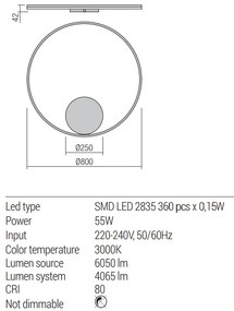 Redo Nástěnné/stropní LED svítidlo NEPŘÍMÉ ORBIT ø 80 cm, 3000K, v. 4,2 cm Barva: Bílá, Stmívání, řízení: TRIAC
