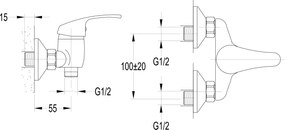Aqualine 35 sprchová baterie nástěnná rozteč 100 mm chrom 52156