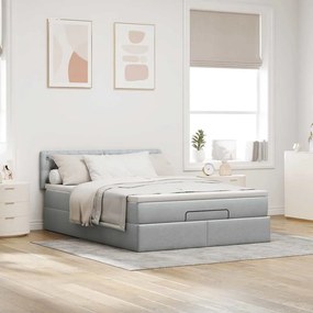 Osmanský postel s matrací světle šedá 140x190 cm textil 3311539