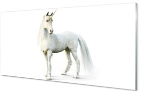 Obraz na skle bílý jednorožec 120x60 cm