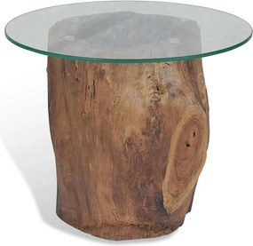 Konferenční stolek teak a sklo 50 x 40 cm 245069