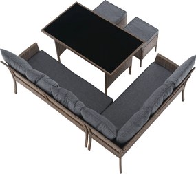 Zahradní ratanový set, přírodní/světle šedá, RANDI