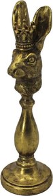Zlatý antik svícen na úzkou svíčku Králík Rabbi Antique - 12*12*38 cm