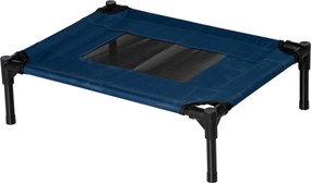 PawHut Přenosná Vysoká Postel pro Psy a Kočky s Prodyšnou Síťovinou a Oxfordskou Tkaninou pro Interiér a Exteriér 61x46x18 cm Modrá