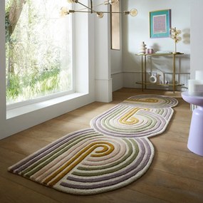 Zelený ručně tkaný vlněný běhoun 80x300 cm Spiral Shaped – Flair Rugs