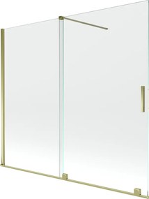 Mexen Velar, 2-křídlová posuvná vanová zástěna 180 x 150 cm, 8mm čiré sklo, zlatý lesklý profil, 896-180-000-01-50