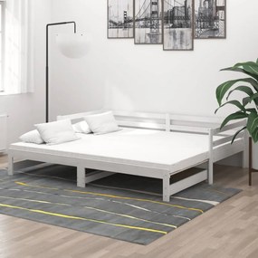 Výsuvná válenda 2 x (90 x 200) cm bílá masivní borovice 3083655