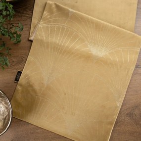 Sametový středový ubrus s lesklým potiskem v medové barvě Šířka: 35 cm | Délka: 140 cm