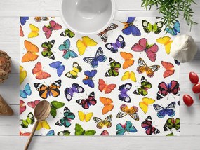 Biante Dekorační prostírání na stůl Leona LN-062 Barevní motýlci na bílém 35x45 cm