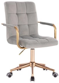LuxuryForm DESIGN Otočná židle VERONA GOLD VELUR na zlaté podstavě s kolečky - světle šedá