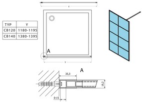 Gelco CURE BLACK sprchová zástěna 1200mm, černá mat, CB120