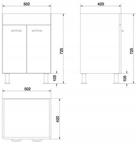 Stojatá skříňka Cersanit Alpina pro umyvadlo Iryda, 60 cm, bílá, S516-011-DSM