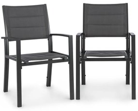 Torremolinos, zahradní židle, 2ks, hliník, ComfortMesh, tmavěšedé