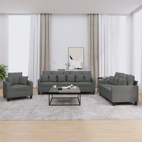 3dílná sedací souprava s polštáři tmavě šedá textil 3201633