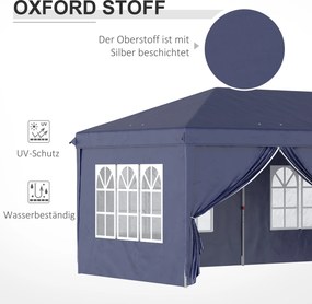 Outsunny skládací pavilon 6 x 3 m, odnímatelné boční stěny, velká okna, dveře na zip, ocelový rám, modrý