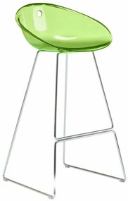 PEDRALI - Nízká barová židle GLISS 902 DS s chromovanou podnoží - transparentní zelená