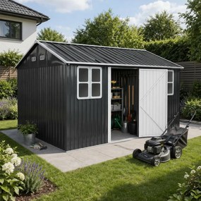 Plechový zahradní domek na nářadí, antracitová, 3,6x3,1x2,5 m, GABKO