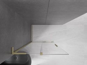 Mexen Velar L, posuvná sprchová zástěna Walk-in 100 x 200 cm, 8mm čiré sklo, zlatá matná, 871-100-003-03-55