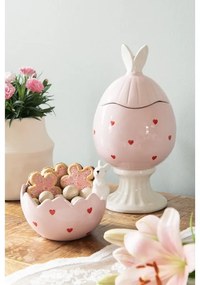 Růžová úložná keramická nádoba ve tvaru vejce - Ø 13*25 cm