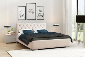 Eka Čalouněná postel ELEGANT 140x200 cm Barva látky Trinity: Hořčicová (Trinity 2326), Úložný prostor: S kovovým rámem úložného prostoru