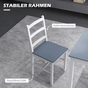 HOMCOM jídelní set 3 kuchyňských stolů pro 2 osoby, kompaktní v šedé a bílé barvě, borovicové dřevo, ideální do kuchyně a obývacího pokoje | Aosom.de