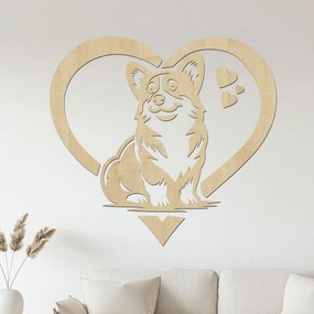 dřevo života Dřevěná dekorace Corgi láska Zvolte rozměr šxv (cm): 40x37, Zvolte barvu dekoru: Javor