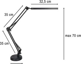 Creative Corner Stolní lampa LED Otočné rameno USB 2 způsoby upevnění