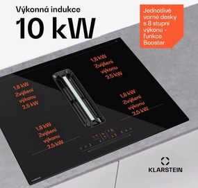Klarstein AirJet Hybrid Down Air System, Indukční varná deska s integrovanou digestoří, 477 m³/h, EEK A+