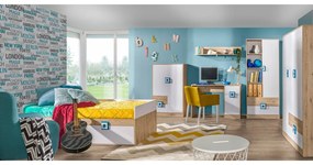 Dětský pokoj LENOX s třídveřovou šatní skříní; 4 varianty Barva: šedá