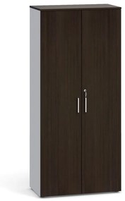 Dvoudveřová kancelářská skříň PRIMO 2023, 1781 x 800 x 420 mm, šedá / wenge