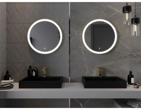 Mexen Esso, kulaté LED podsvícené koupelnové zrcadlo 60 cm, 6000K, topná podložka proti zamlžování, zlatý rám, 9825-060-060-611-50