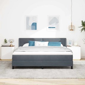 Postel s boxspringem s čelo Tmavě šedá 200 x 180 cm samet 3341481