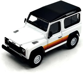 Mini gt land rover defender 90 wagon - white with stripes - 1:64