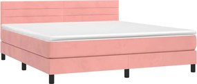 Box spring postel s matrací růžová 180x200 cm samet 3141382
