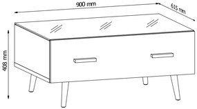 Konferenční stolek Brillo - bílá / šedý lesk / grafit / dub artisan