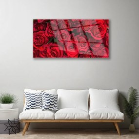 Obraz na skle Červené Růže Květiny Příroda 120x60 cm