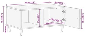 Konferenční stolek 80 x 50 x 40 cm masivní mangovníkové dřevo - Default Title