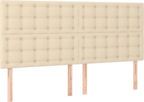 Box spring postel s matrací a LED krémová 200x200 cm textil 3135786