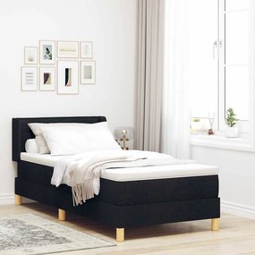 Postel s boxspringem s matrací s čelo Černý 200 x 90 cm textil 3341211