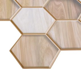3D obkladový omyvatelný panel PVC Hexagon Dub 976x493mm
