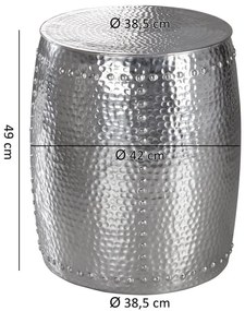 Bruxxi Odkládací stolek Fio, 49 cm, stříbrná