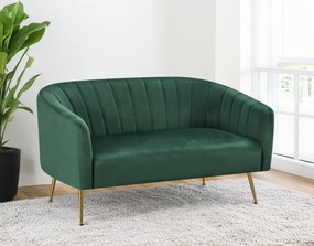 Designový 2-sed, tmavě zelená Velvet látka/gold chrom-zlatý, BAGY