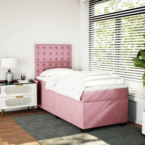 Box spring postel s matrací růžová 90x200 cm samet 3290827