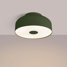 Stropní svítidlo Omiq, 1x olivově zelené kovové stínítko, (bílý plast), (fi 30 cm)