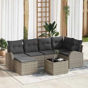 Set pohovek 7 ks Světle šedá polyratan 3354791