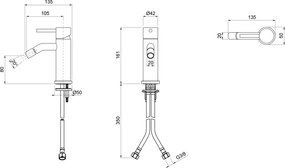 Sapho Ultramix bidetová baterie stojánková bez výpusti černá matná chrom UT003BC