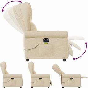 Elektrické masážní polohovací křeslo krémové textil 3303372