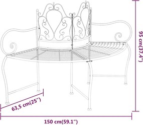 Lavice kolem stromu 150 cm černá ocel 318823