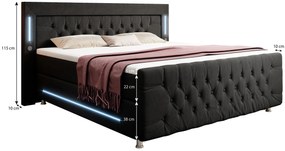 K&M postele Boxspring postel PARADISE bez úložného prostoru s LED a USB Velikost postele: 180 × 200 cm, Výběr matrace: Taštičková zónová matrace - mě…